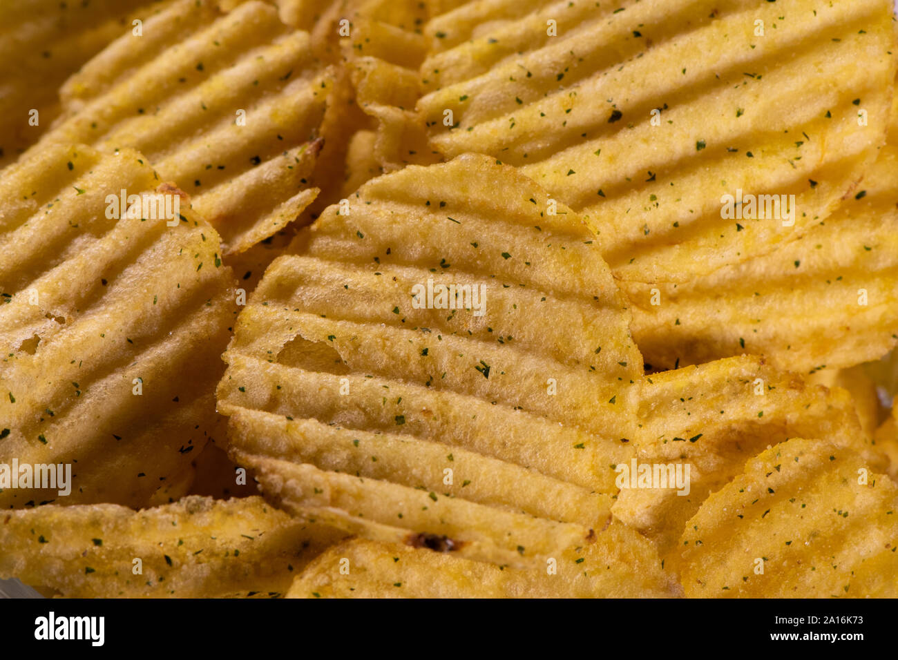 Macro photo of golden fried potato chips Stock Photo - Alamy