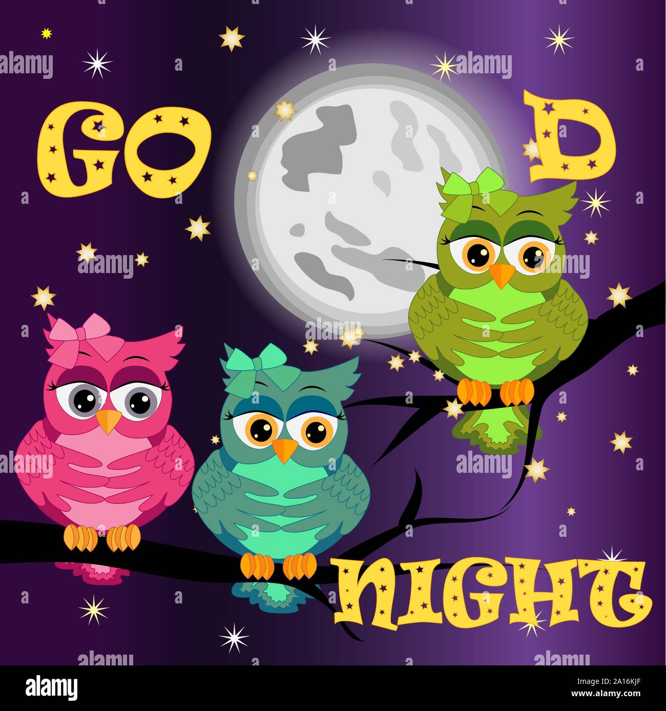 A sweet fairy-tale owl for dream dreams, sings a lullaby, lulls the sky ...