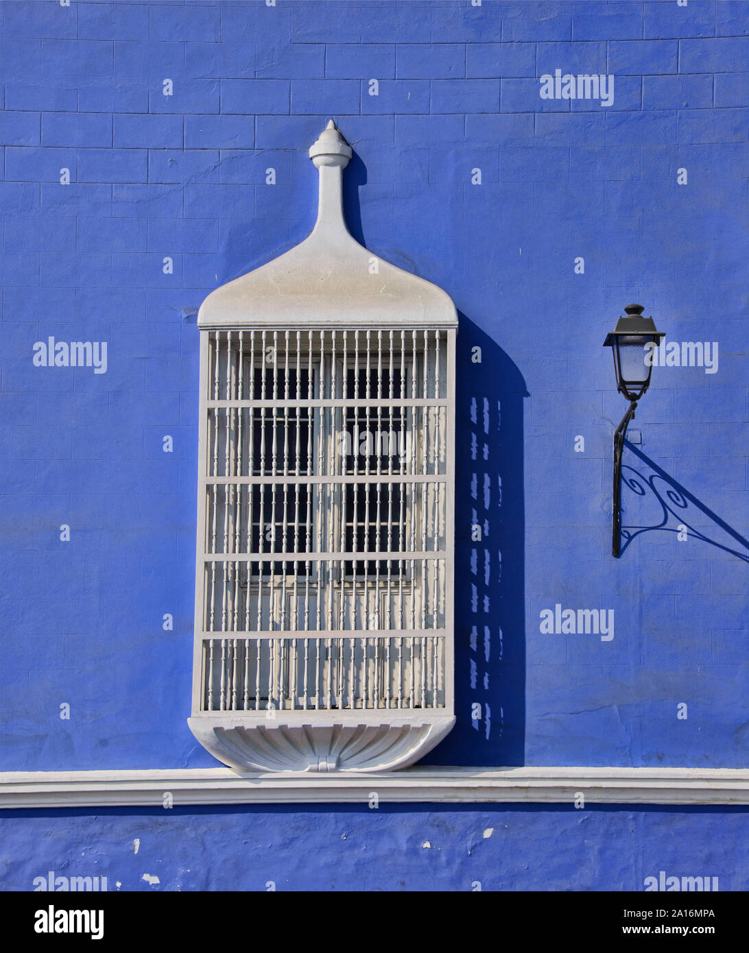 Ornate wrought iron grillwork, a trademark of colonial Trujillo, Peru ...