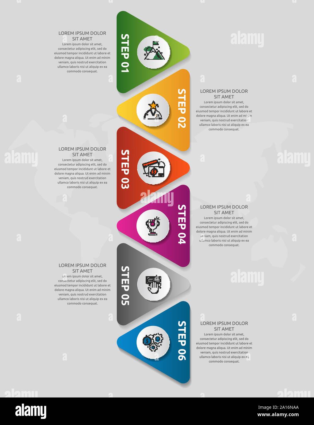 Vector infographic template with triangles and six circles. Business ...