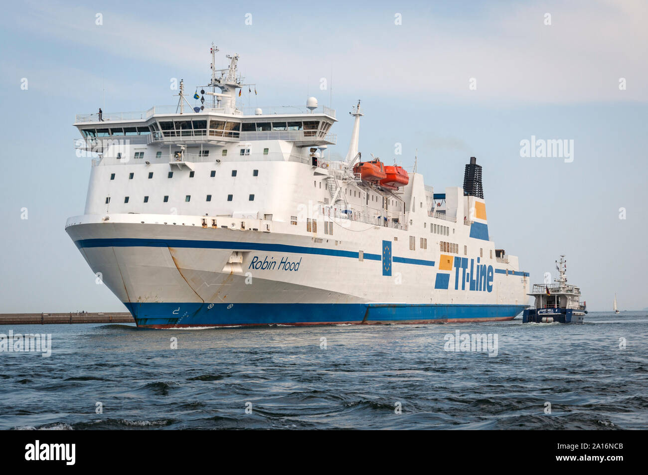 TT-Line vehicle ferry "Robin Hood" arriving at Travemuende on the ...