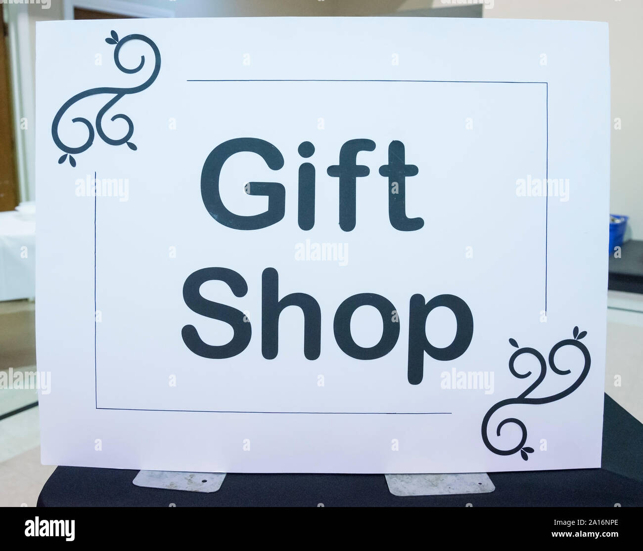 Gift Shop sign set up at a ladies gathering Stock Photo - Alamy