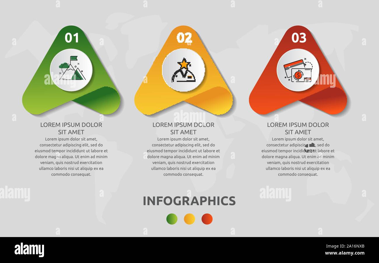 Vector infographic template with triangles and three circles. Business ...