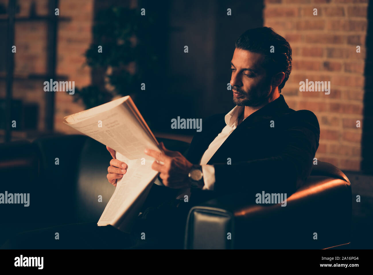 Profile side view general manager banker shareholder stubble man Stock ...