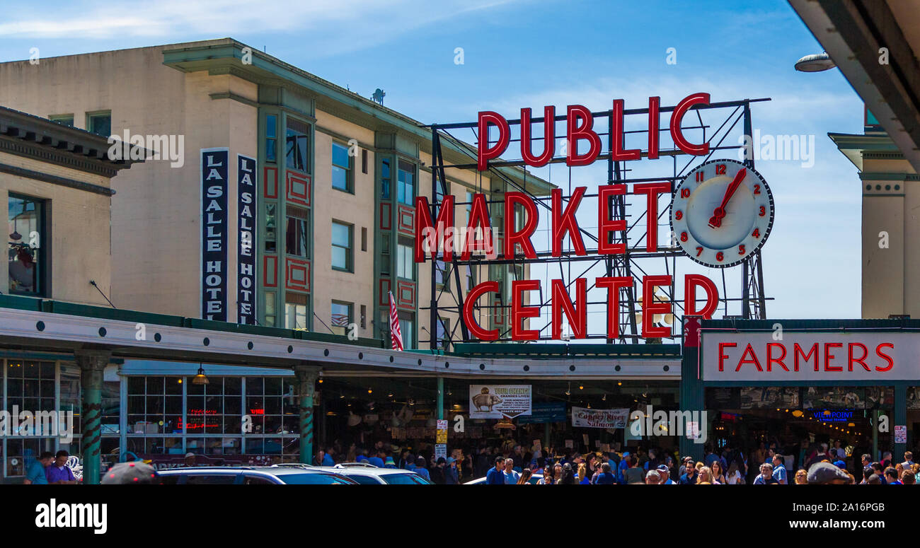Public Market Center Sign Stock Photo - Alamy