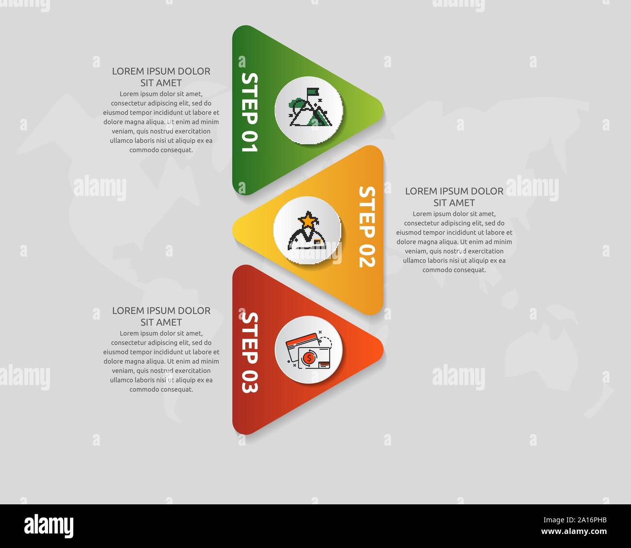Vector infographic template with triangles and three circles. Business ...