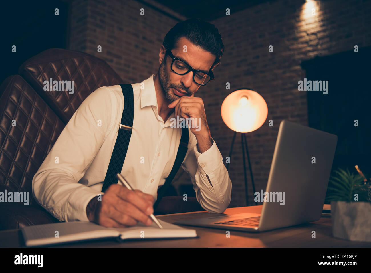 Professional expert eyeglasses spectacles formal wear suspender Stock ...