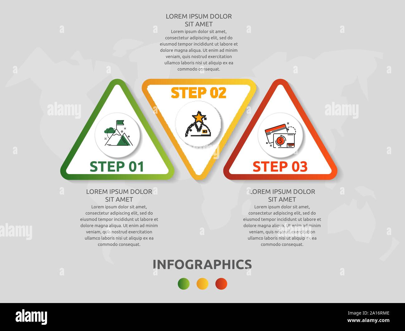 Vector infographic template with triangles and three circles. Business ...