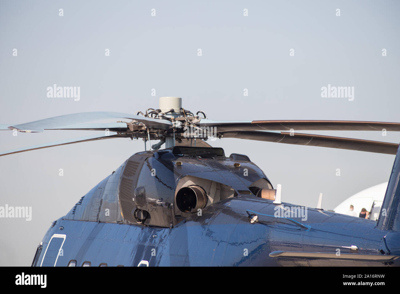 Blades of the military helicopter in the sky. Mid shot Stock Photo - Alamy