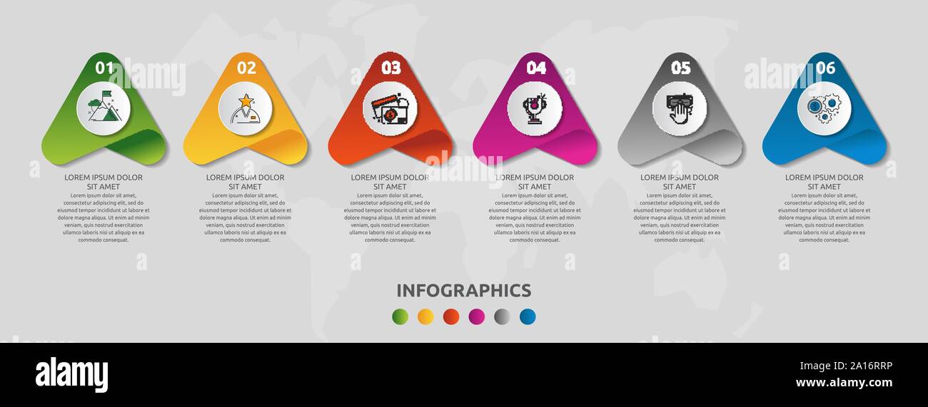 Vector infographic template with triangles and six circles. Business ...