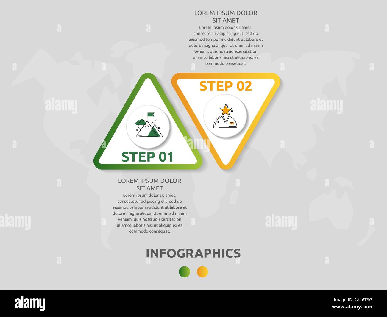 Vector infographic template with triangles and two circles. Business ...