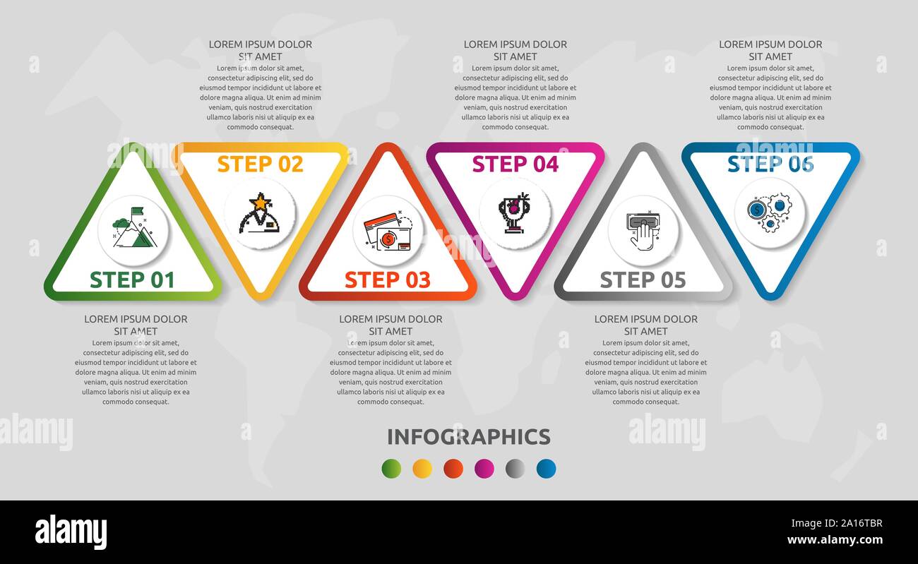 Vector infographic template with triangles and six circles. Business ...