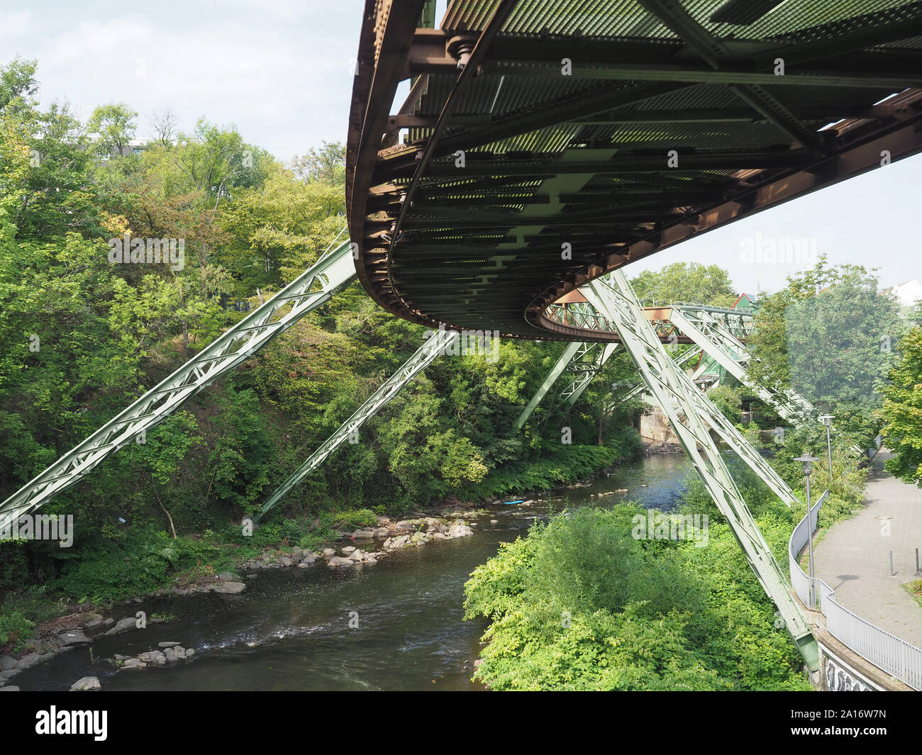 Wuppertaler Schwebebahn (meaning Wuppertal Suspension Railway) above ...