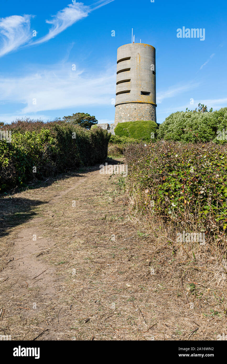 Second World War German observation tower at Fort Saumarez in Guernsey ...