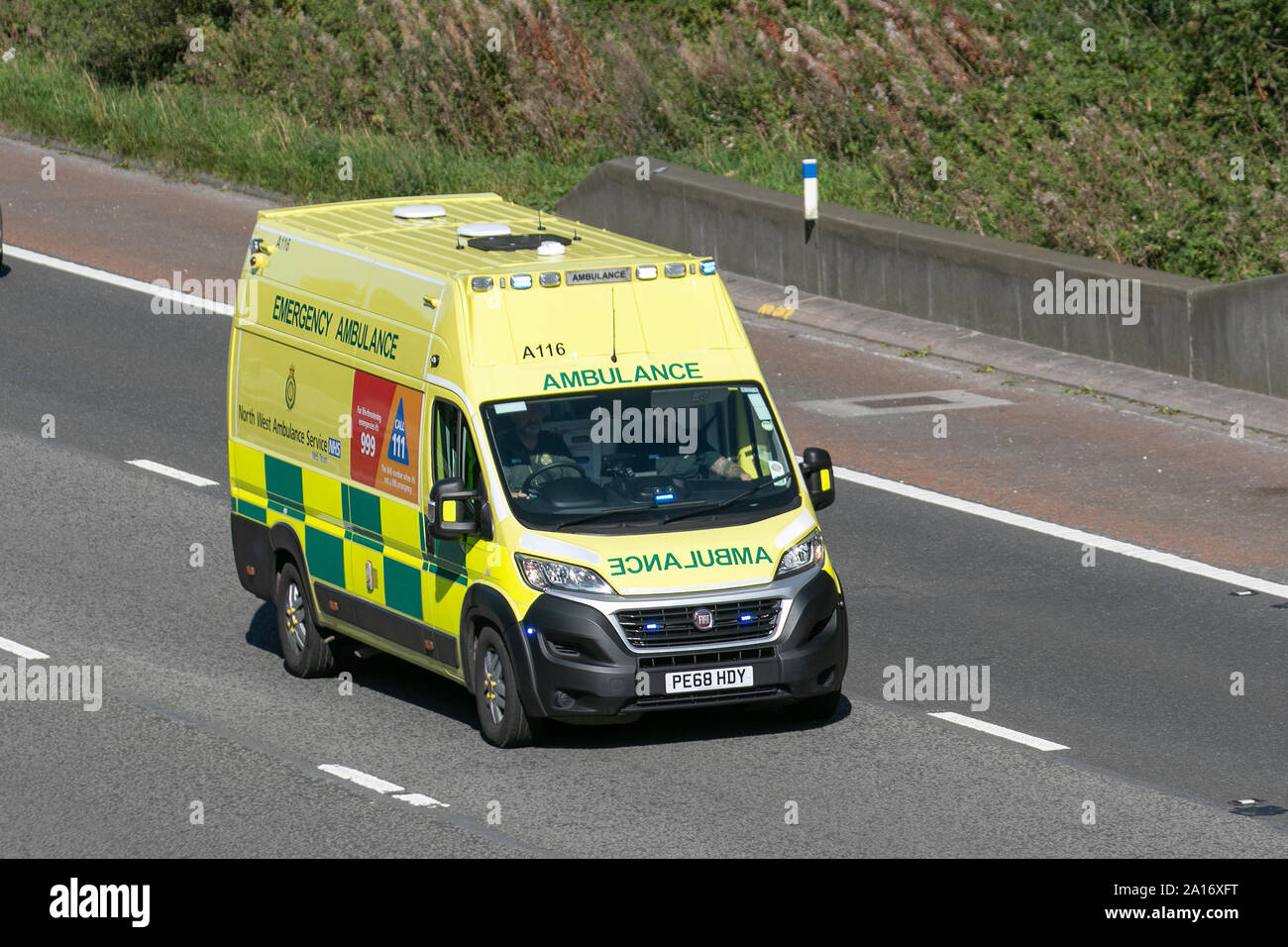 999 NHS Emergency North west ambulance service countryside vehicle en ...