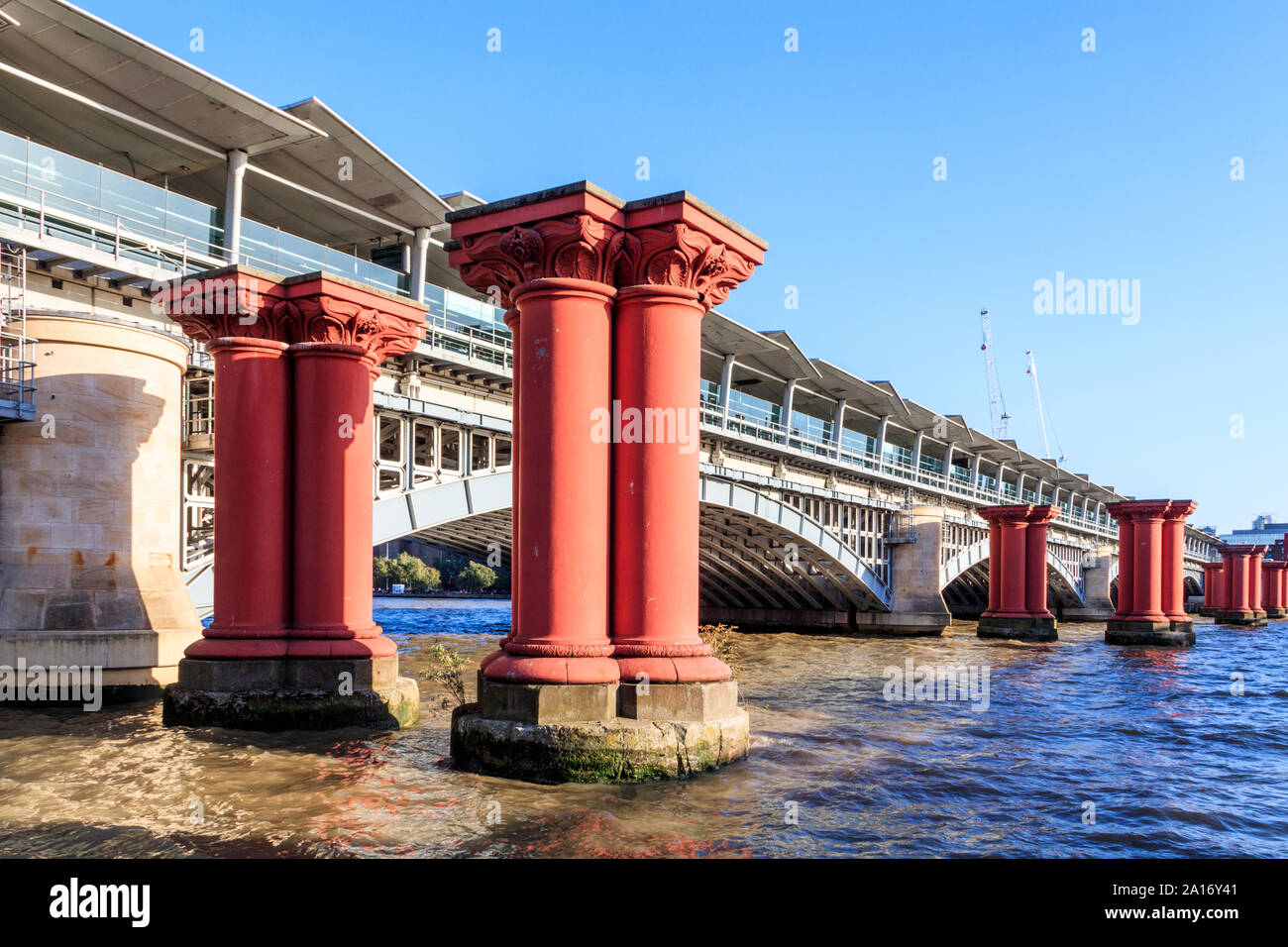 The red pillars marking the location of the old Blackfriars Railway ...