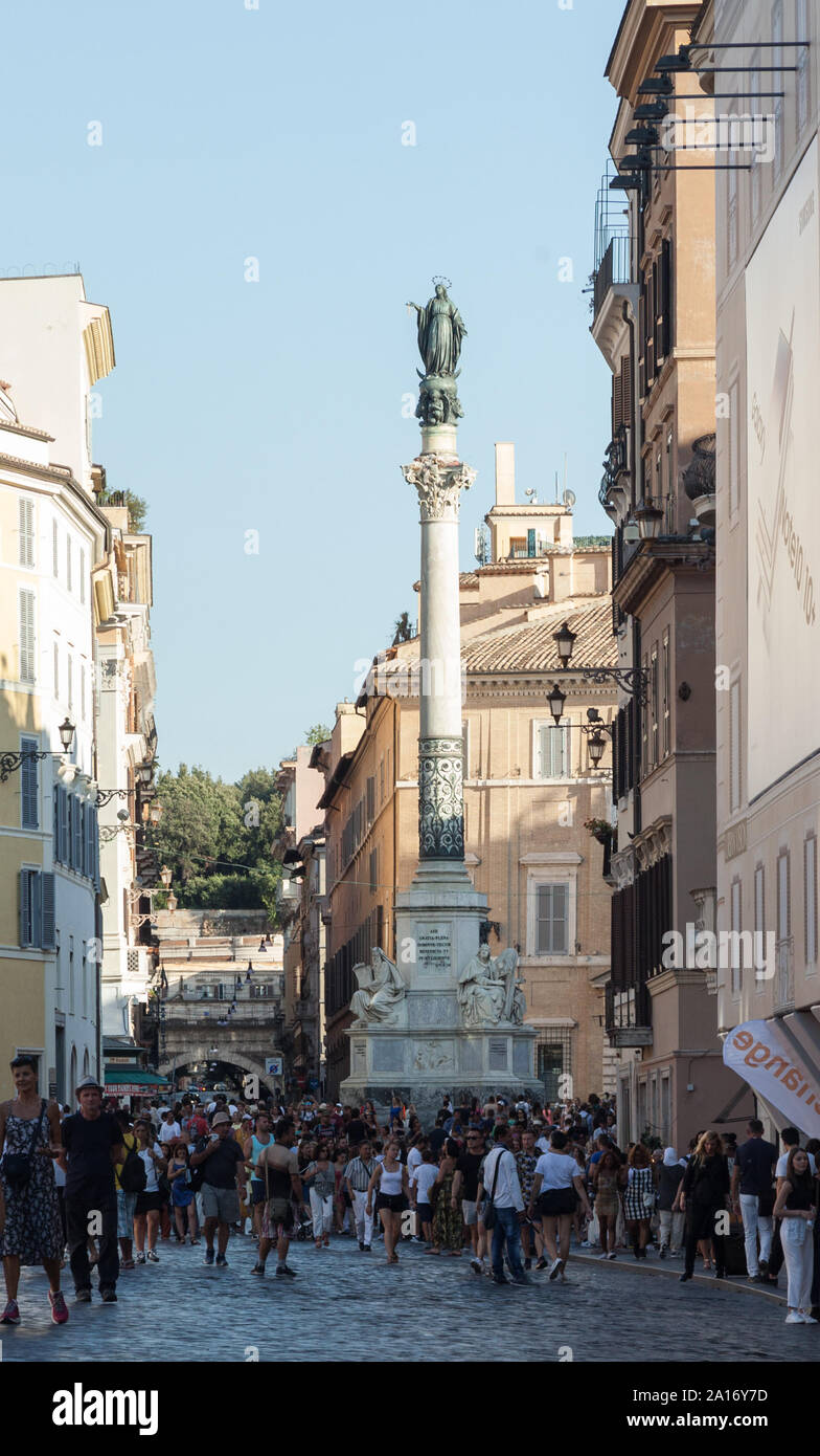Piazza di Spagna. Column of the Immaculate Conception of the Blessed ...