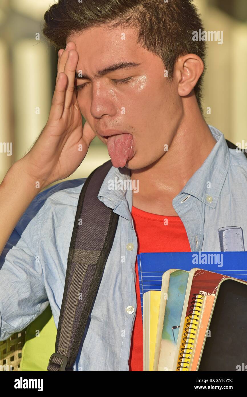 A Handsome Male Student Poor Health Stock Photo - Alamy
