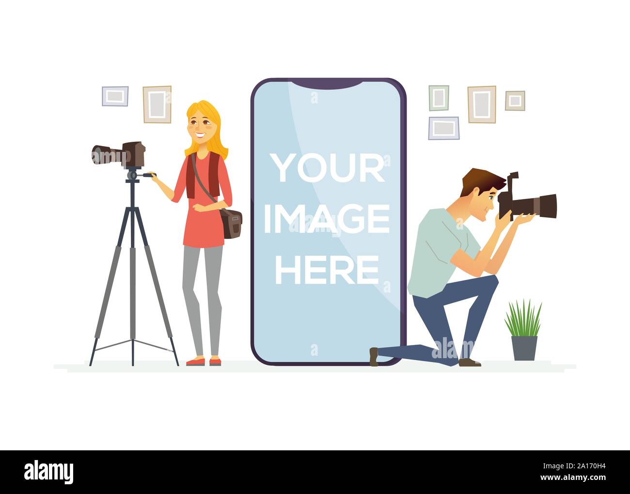Photographers at work - cartoon people characters illustration Stock ...