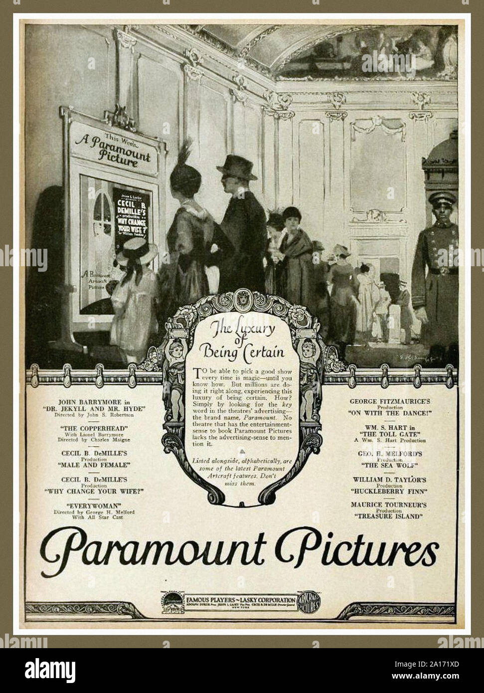 Paramount Pictures - Promotional poster - Silent Movie Era Stock Photo ...