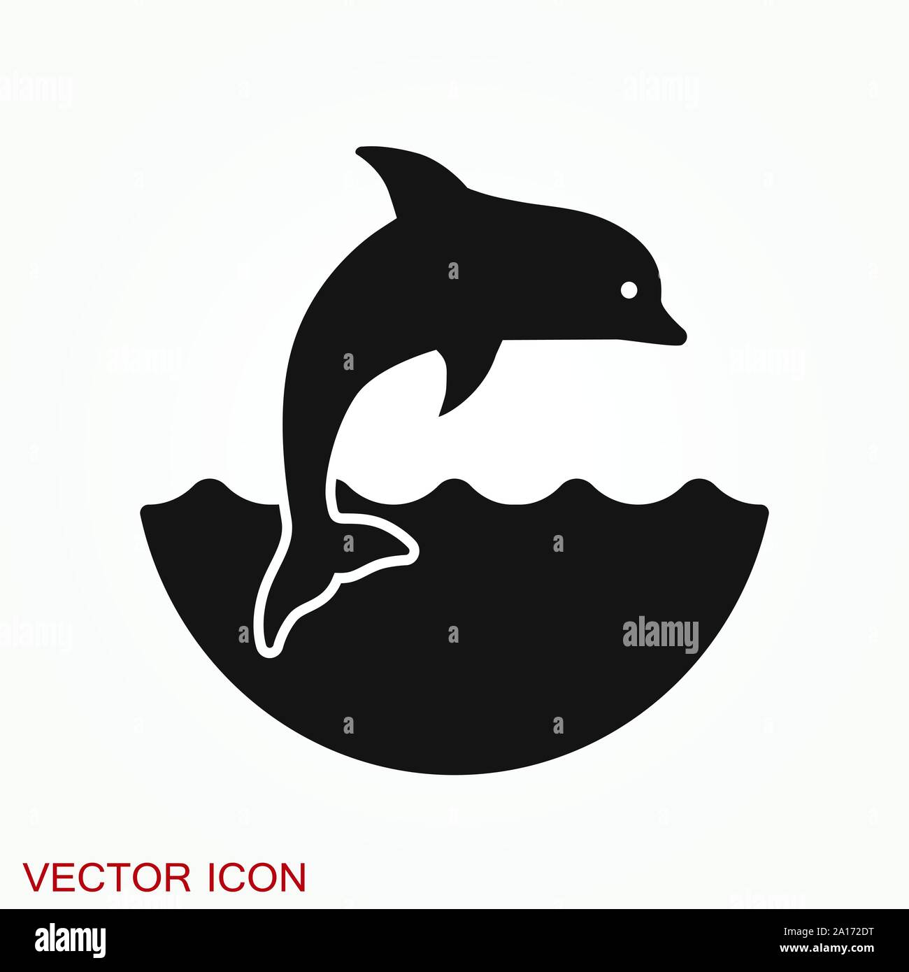 Dolphin icon, aquatic mammal vector icon for animal apps and websites ...