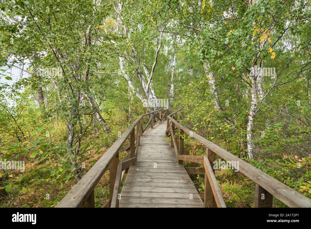 Angara river at lake Baikal in Listvyanka village. Summer landscape on ...