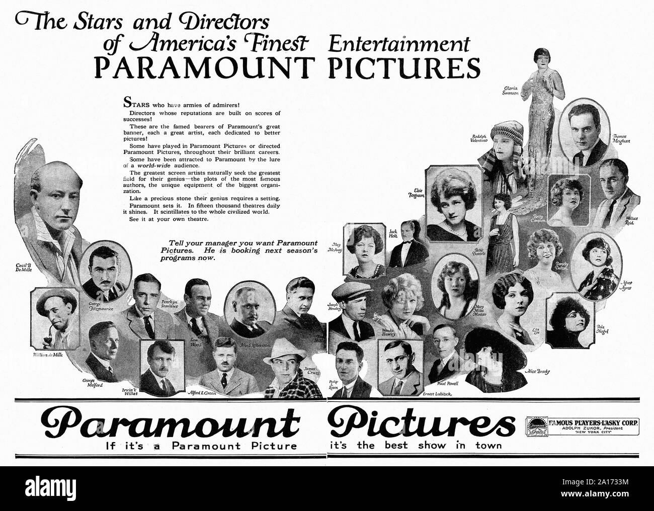 Paramount 1922 - Promotional poster - Silent Movie Era Stock Photo - Alamy