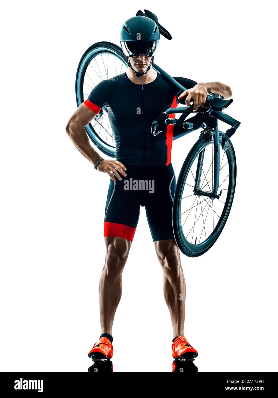 Man looking back cycling Cut Out Stock Images & Pictures - Alamy