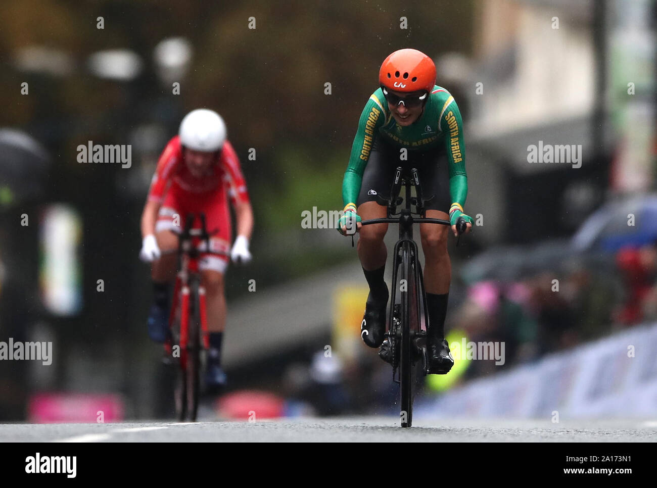 South Africa's Ashleigh Moolman-Pasio in front of Denmark's Louise ...