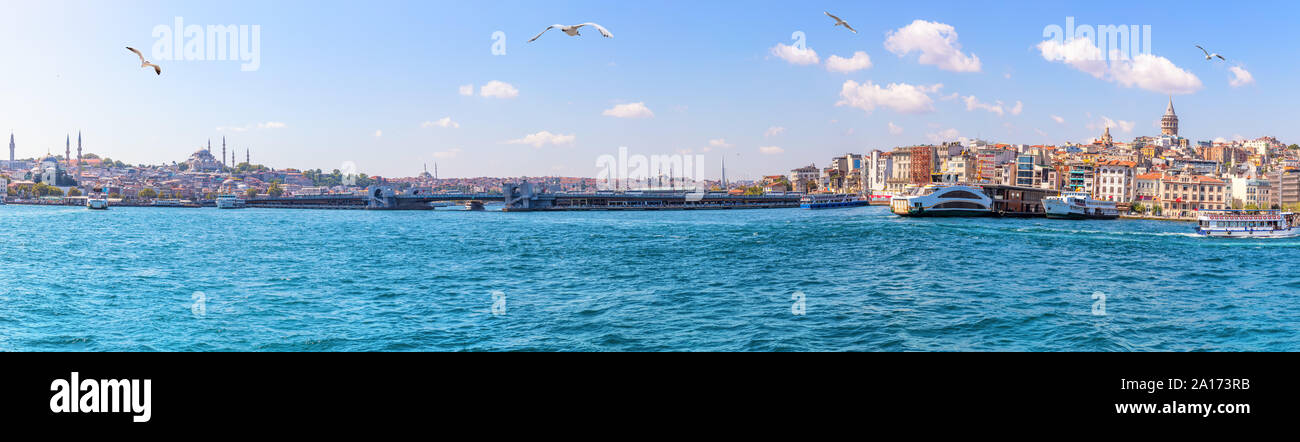 The Golden Horn waterway panorama, Istanbul, Turkey Stock Photo - Alamy