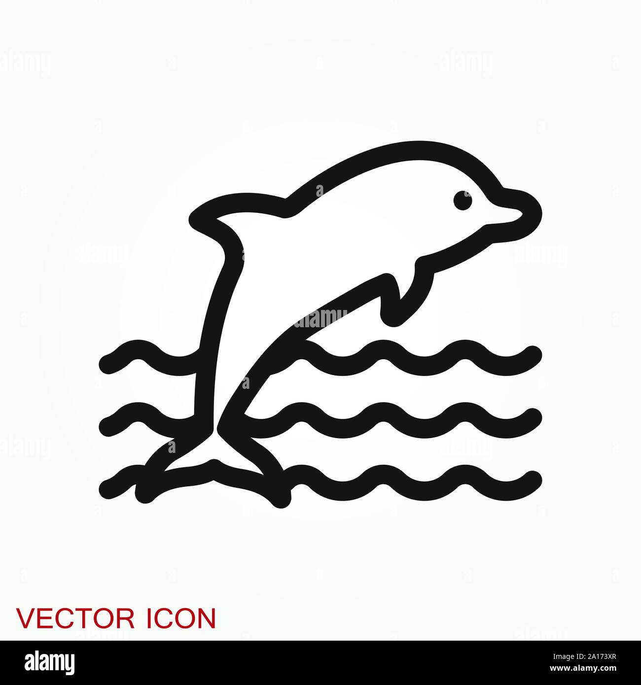 Dolphin icon, aquatic mammal vector icon for animal apps and websites ...