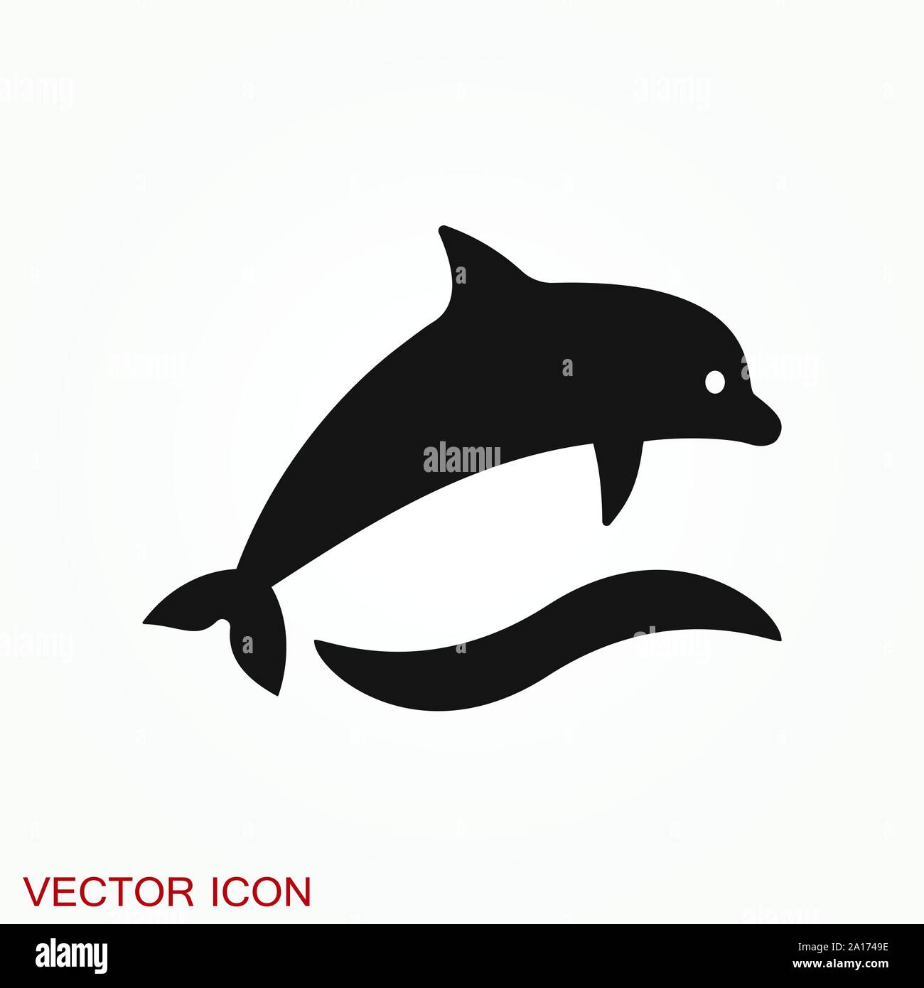 Dolphin icon, aquatic mammal vector icon for animal apps and websites ...