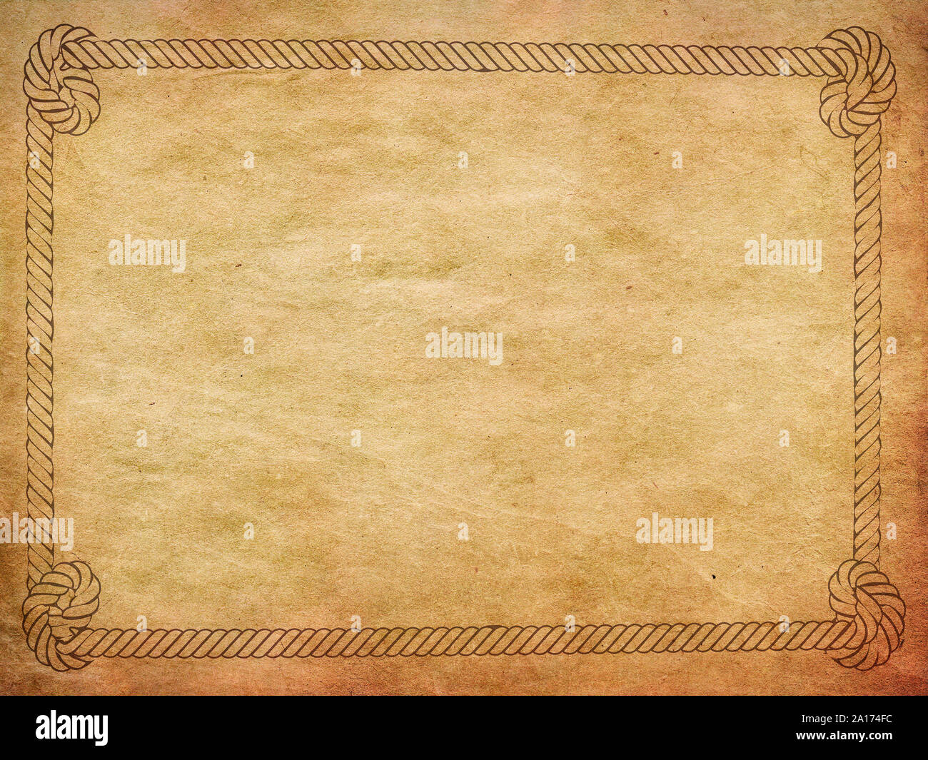 Rope border of grey and white color with knots on paper background ...