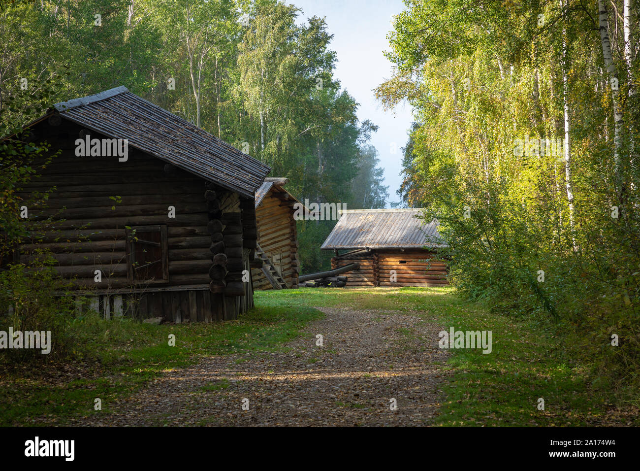 Traditional Siberian wooden house in the Taltsy Architectural ...