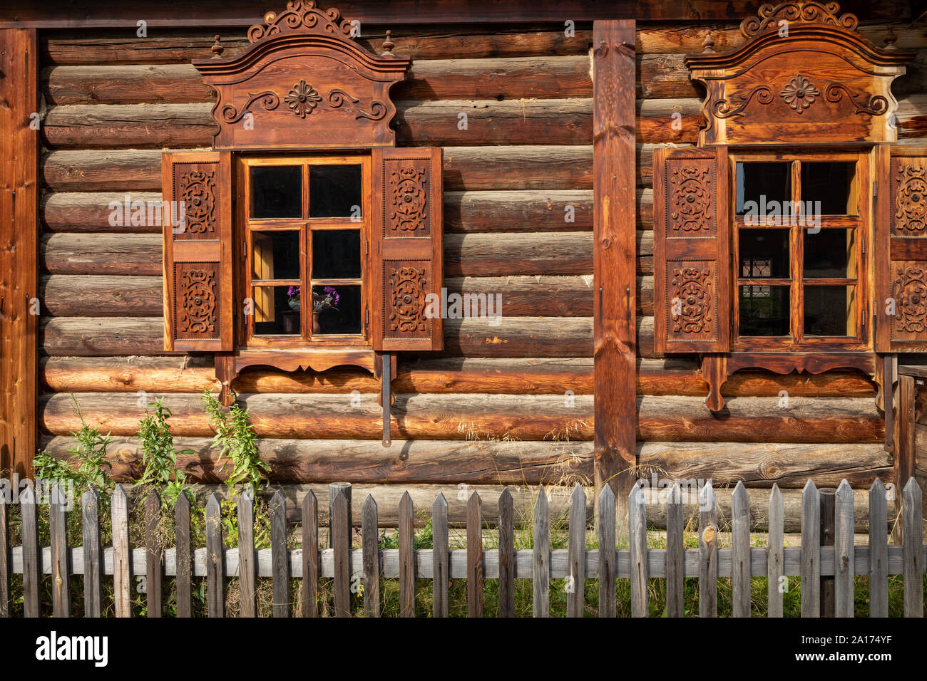 Traditional Siberian wooden house in the Taltsy Architectural ...