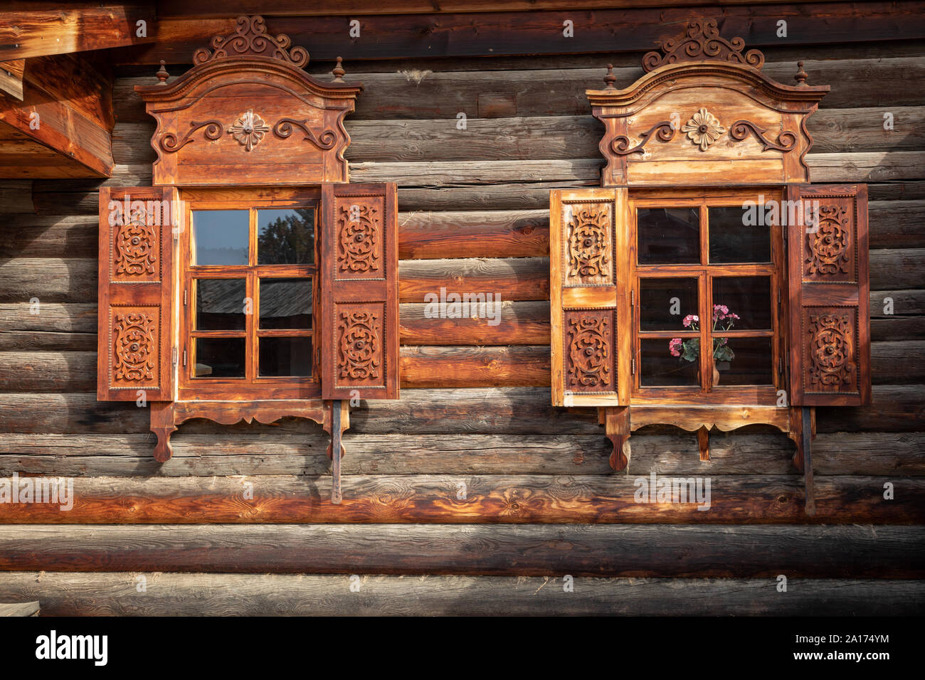 Traditional Siberian wooden house in the Taltsy Architectural ...