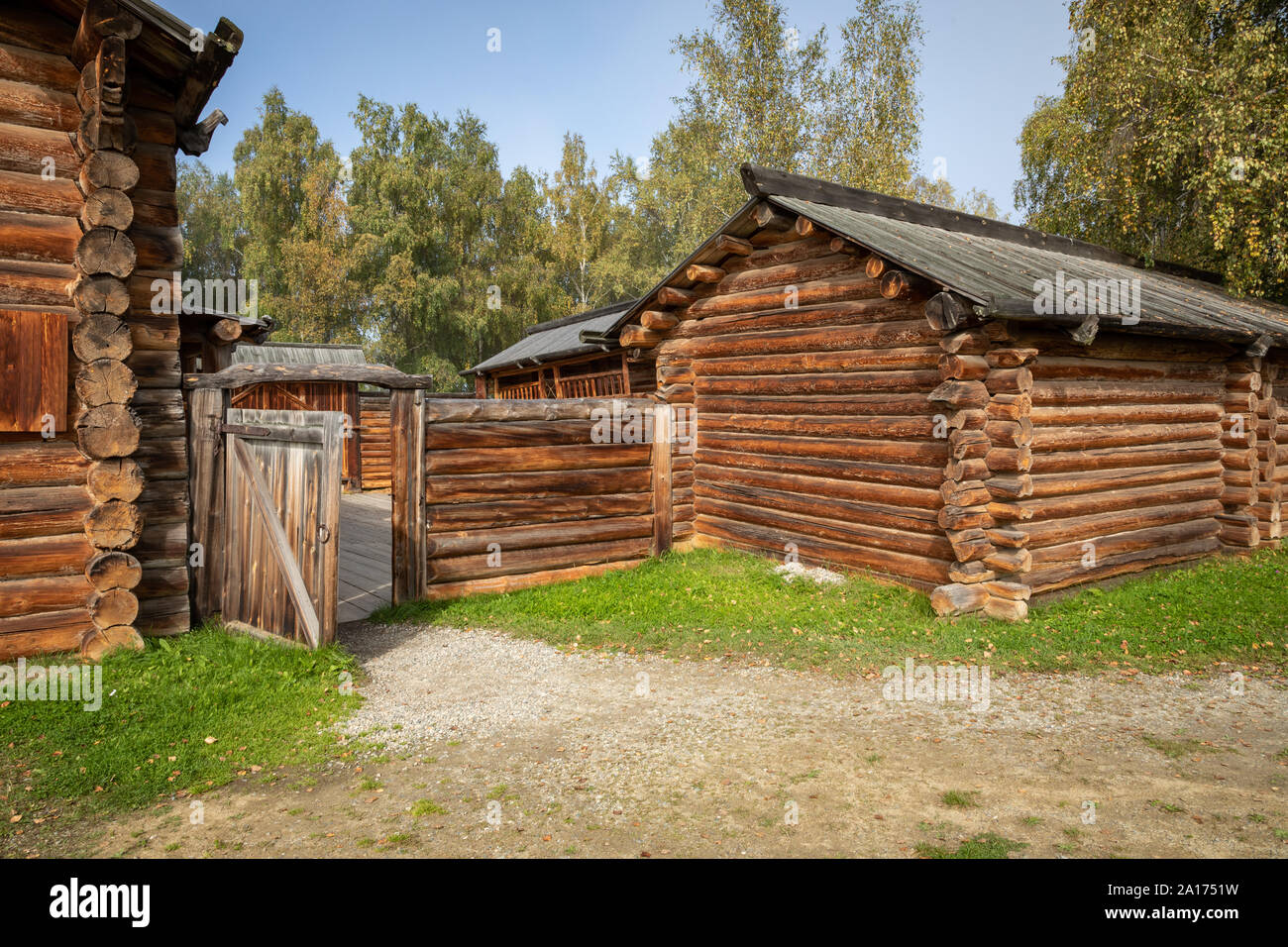 Traditional Siberian wooden house in the Taltsy Architectural ...