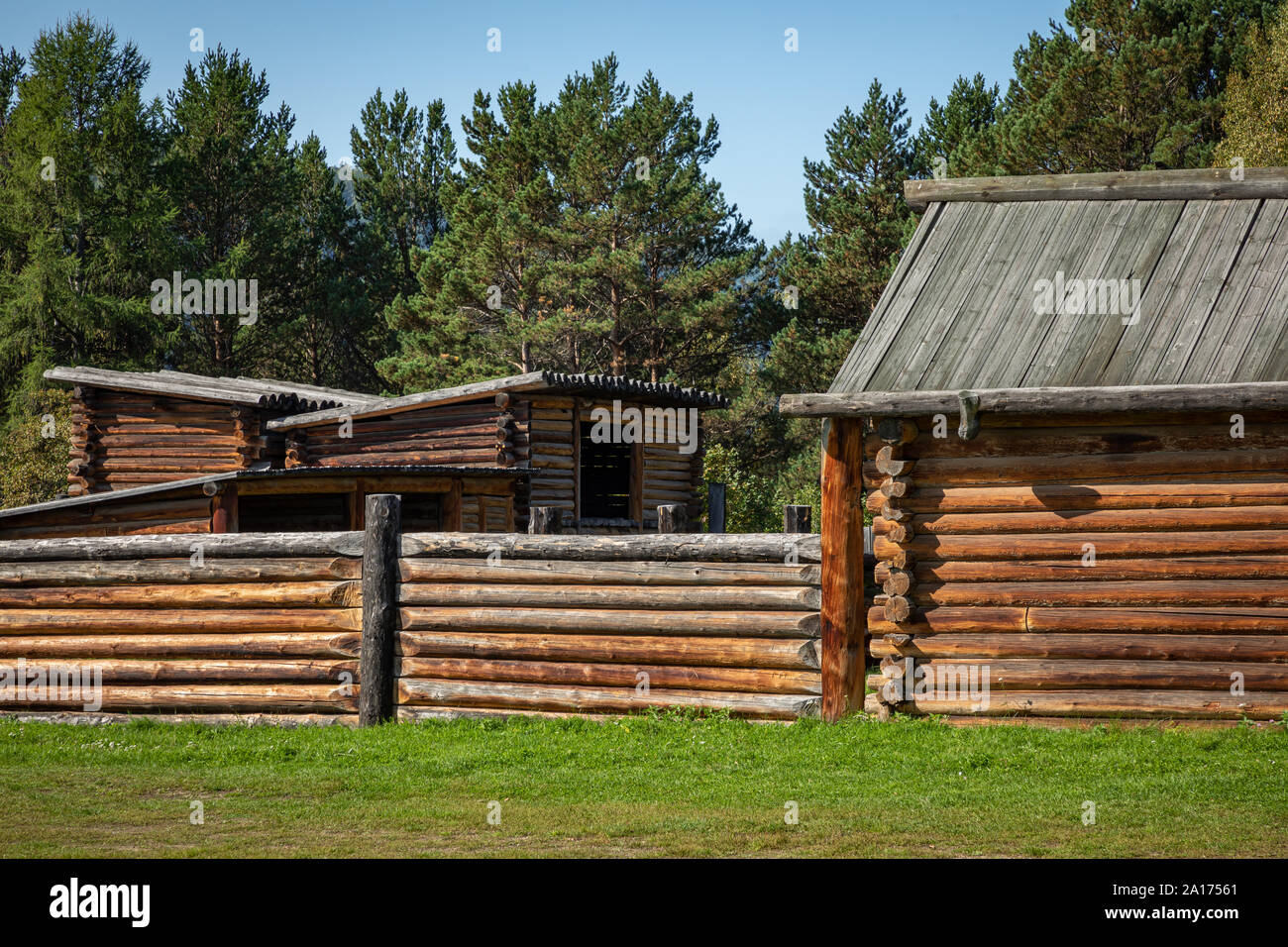 Traditional Siberian wooden house in the Taltsy Architectural ...