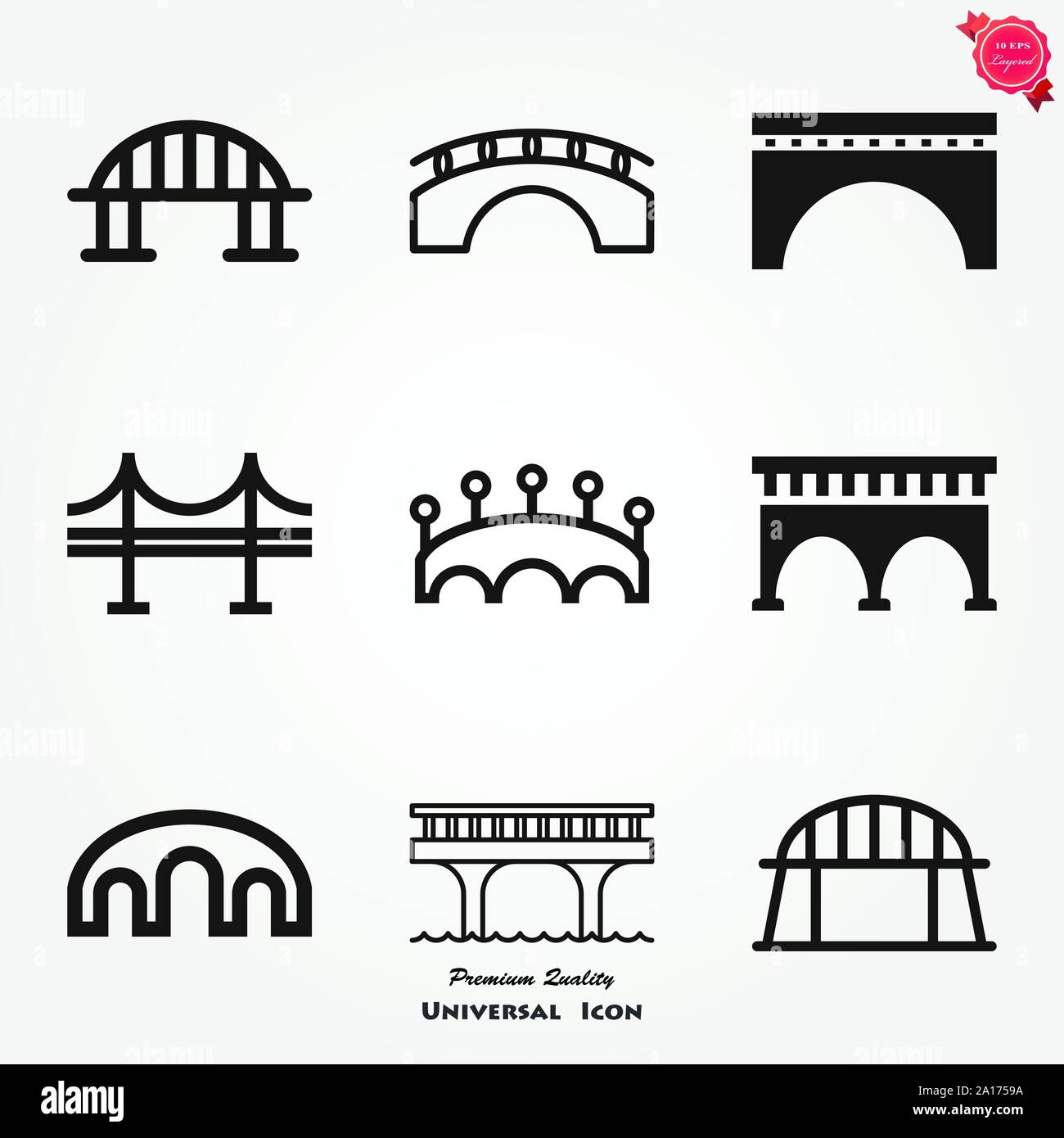 Bridge icon in flat style. Road business concept Stock Vector Image ...