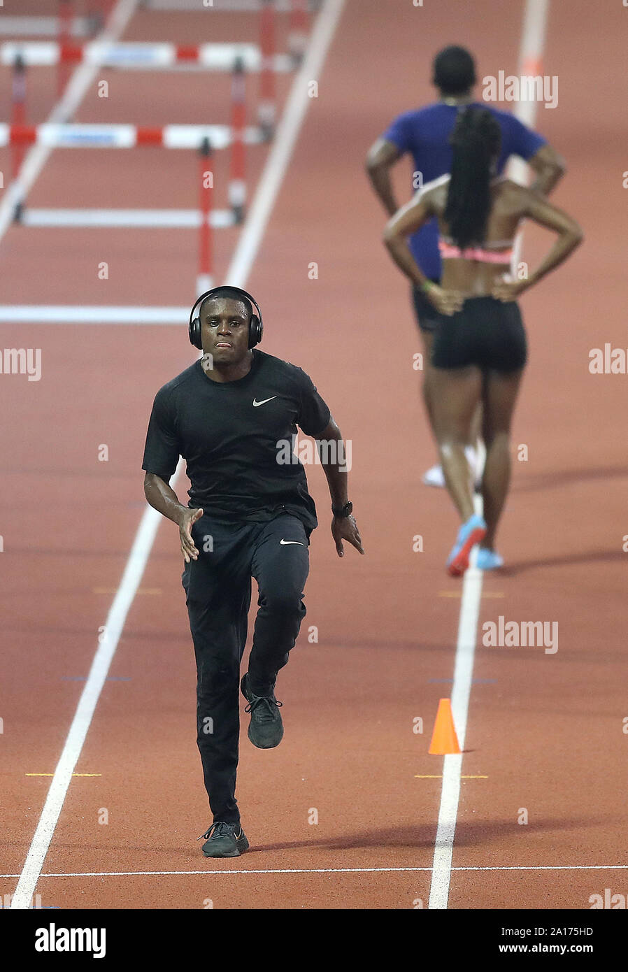 USA sprinter Christian Coleman, during the training session at the ...