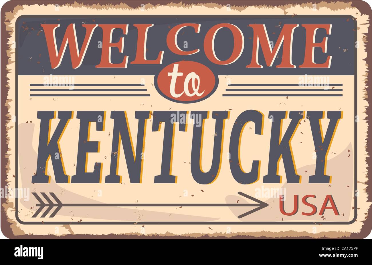 Welcome to Kentucky vintage rusty metal sign on a white background ...