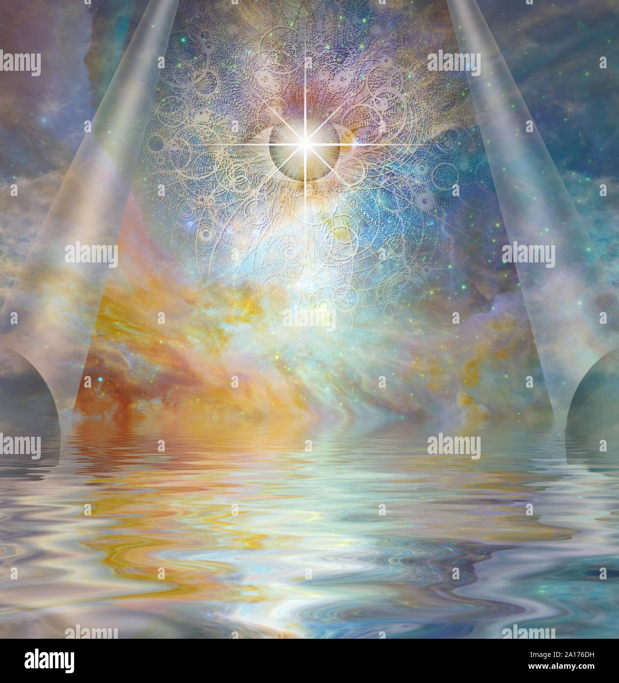 Surrealism. All seeing eye behind the veil of sky Stock Photo - Alamy