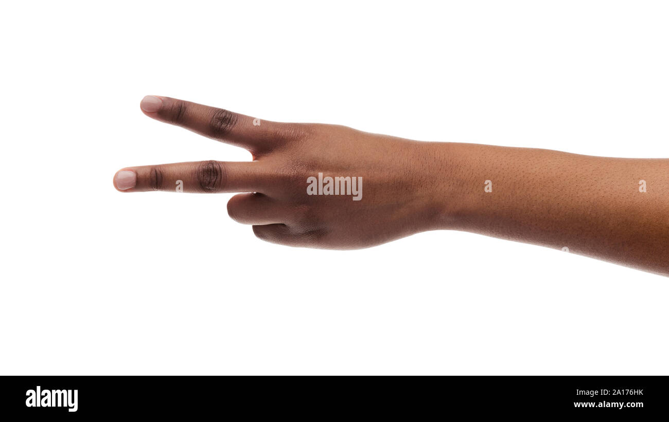 Woman's hand showing number two or peace sign with fingers Stock Photo ...