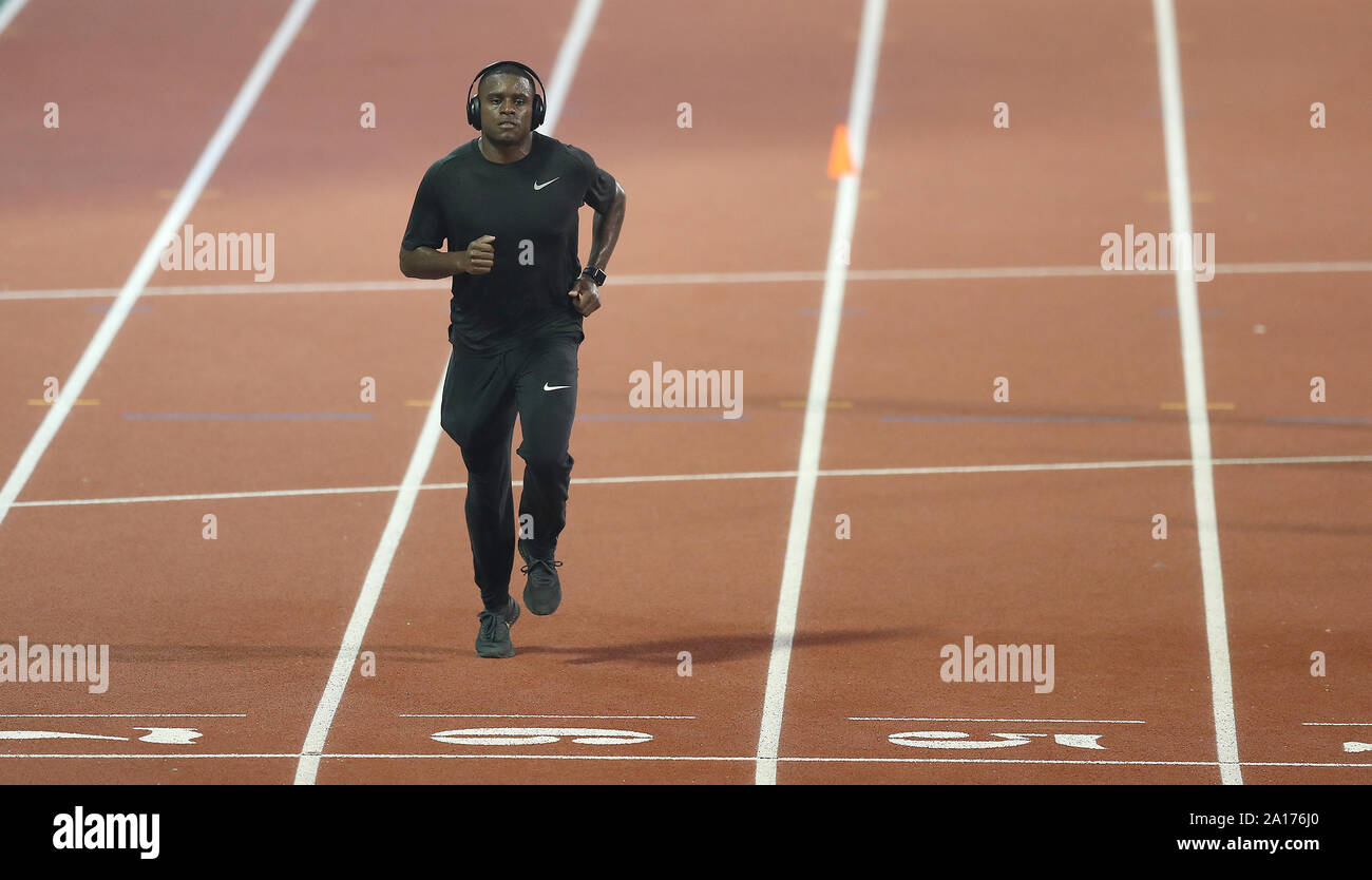 USA sprinter Christian Coleman, during the training session at the ...