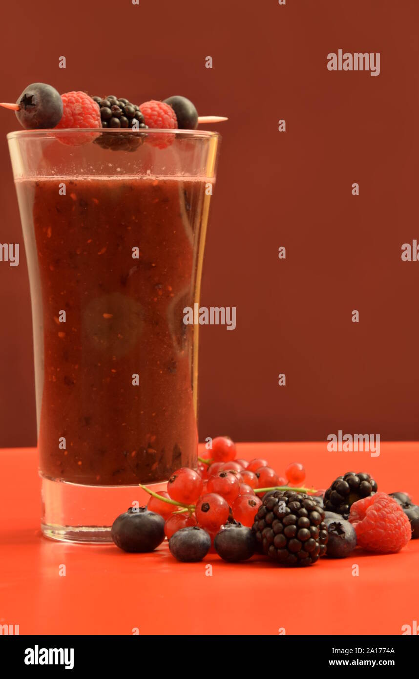 red Smoothie - healthy, fruity drink Stock Photo - Alamy