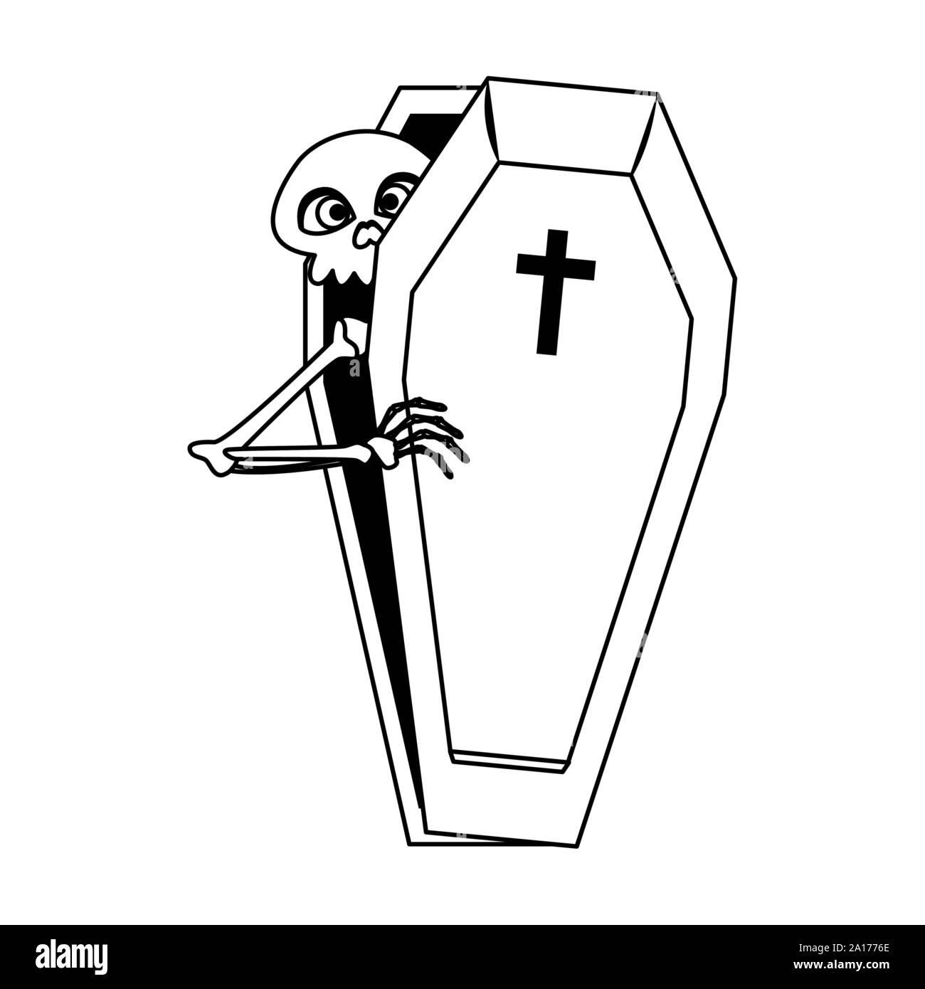 skeleton in coffin halloween character Stock Vector Image & Art - Alamy