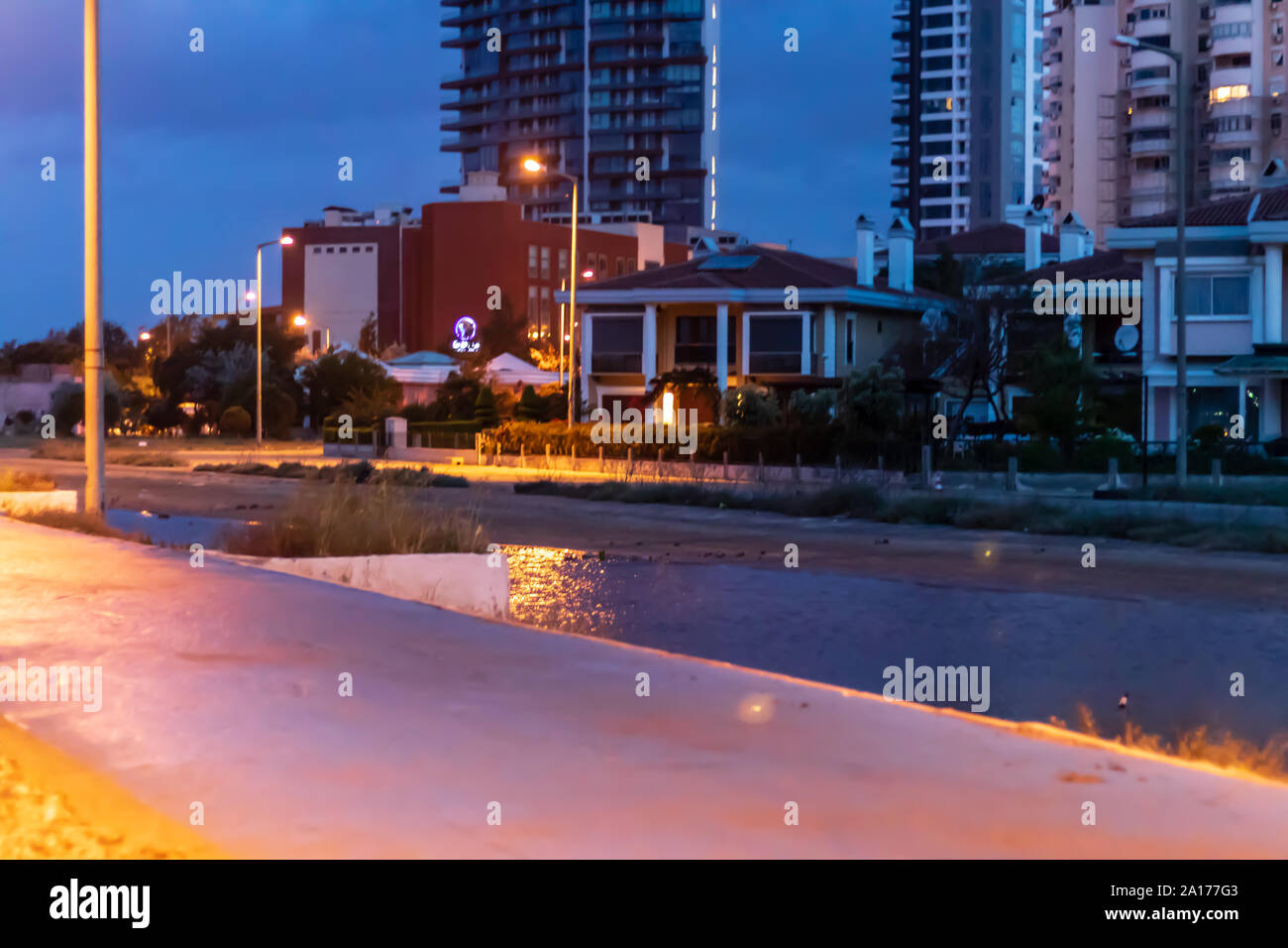 nice looking blue color dominated night cityscape shoot with city ...