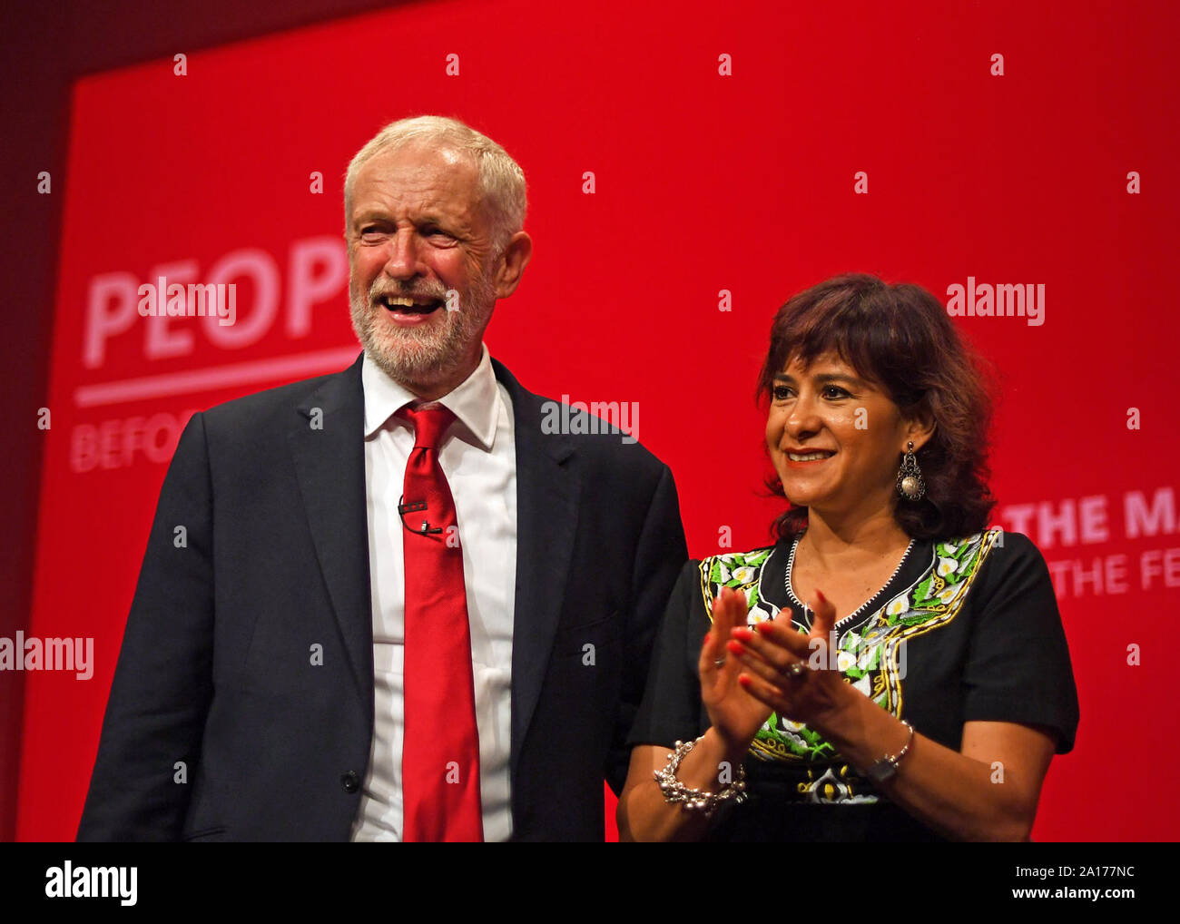 Labour leader Jeremy Corbyn with his wife Laura Alvarez, after speaking ...