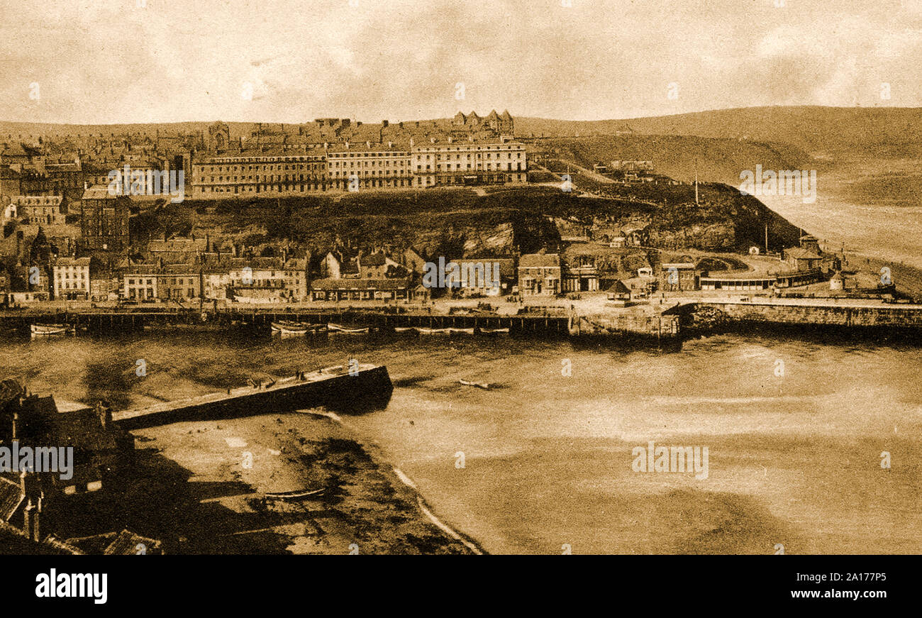 A vintage 1930's photograph at Whitby, North Yorkshire, showing the ...