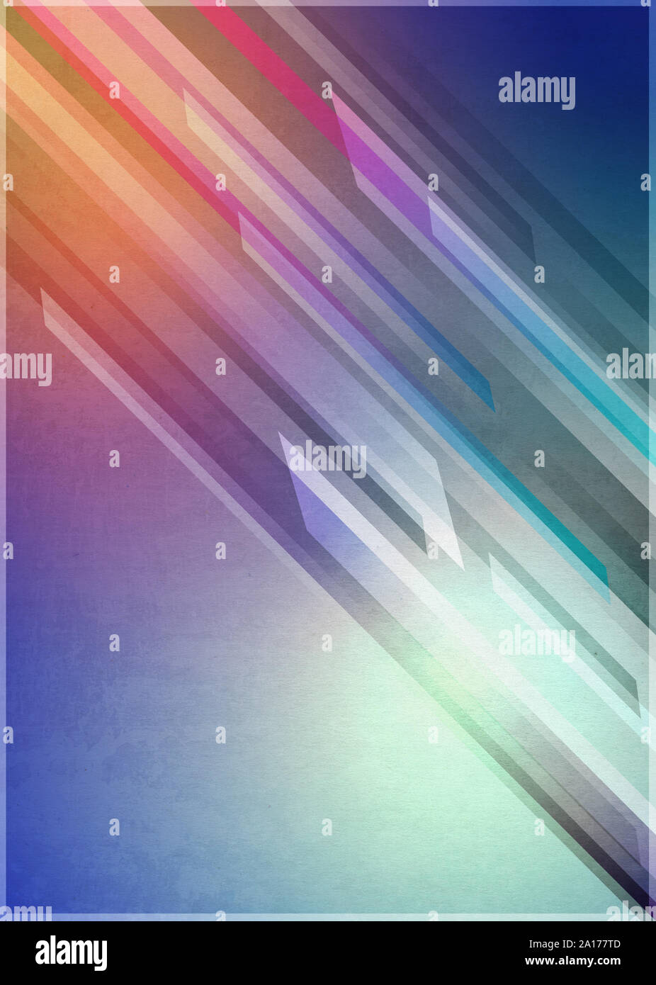 Grunge retro style poster design with colorful diagonal stripes ...